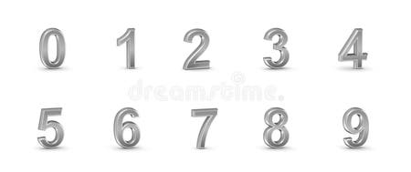 3D chrome numbers set. stock illustration. Illustration of four - 29251094