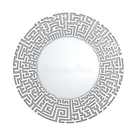 3D Circle in Labyrinth Pattern Stock Illustration - Illustration of ...