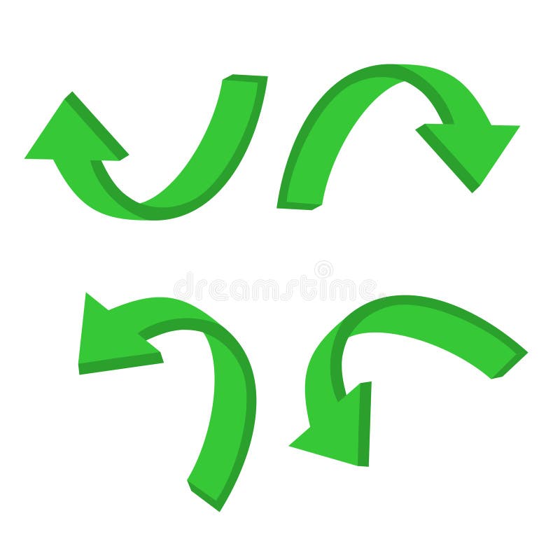 Green, Horizontal and Vertical Rotation, Arrow Signs. 3D Stock ...