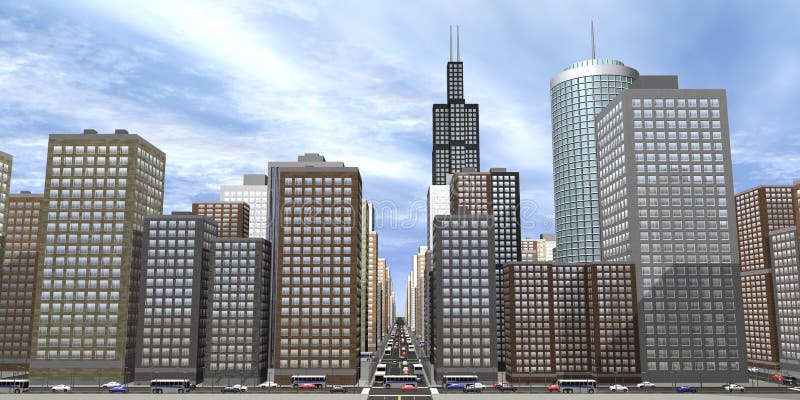 3D city stock illustration. Illustration of skyscraper - 5156605