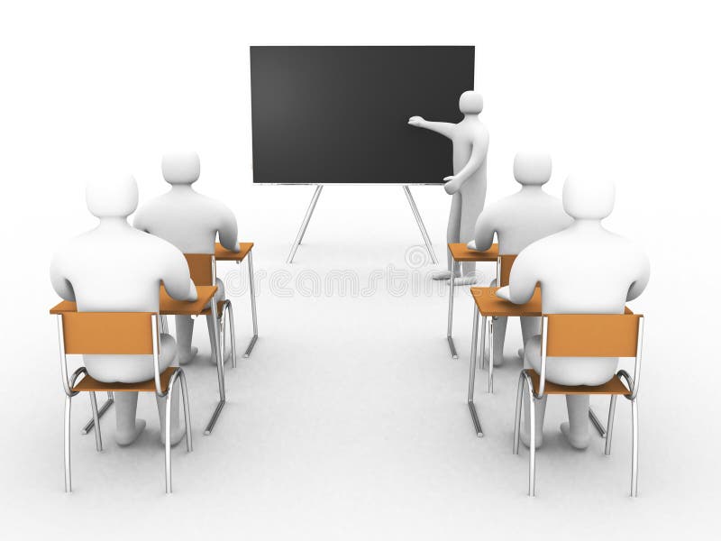 3d Classroom with Teacher and Pupils Stock Illustration - Illustration ...