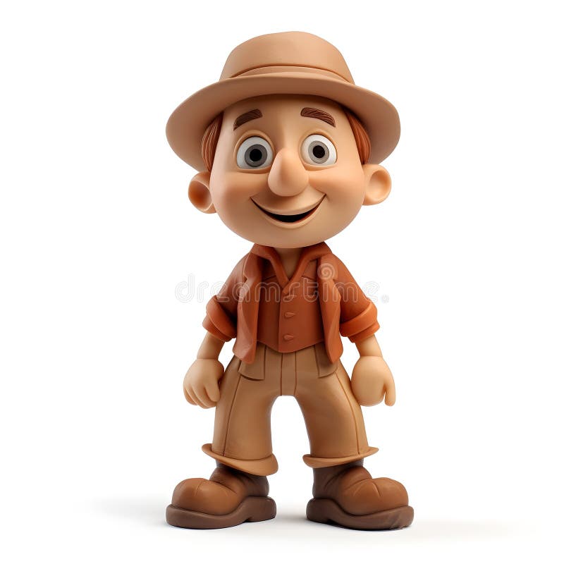 3d Clay Man Character on White Background Stock Illustration ...