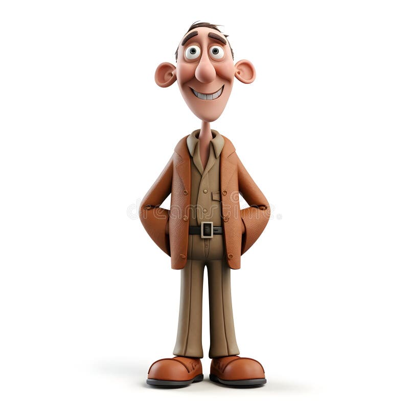 3d Clay Man Character on White Background Stock Illustration ...