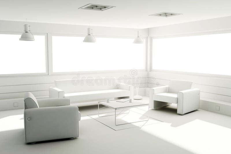 3d Clay Render of a Luxury Office Interior Design Stock Illustration ...