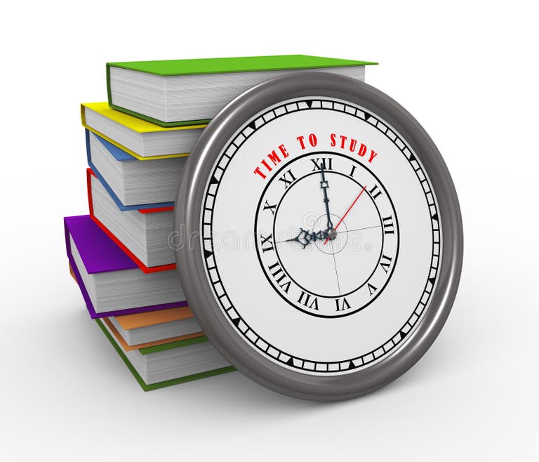 3d Clock and Books - Time To Study Stock Illustration - Illustration of ...