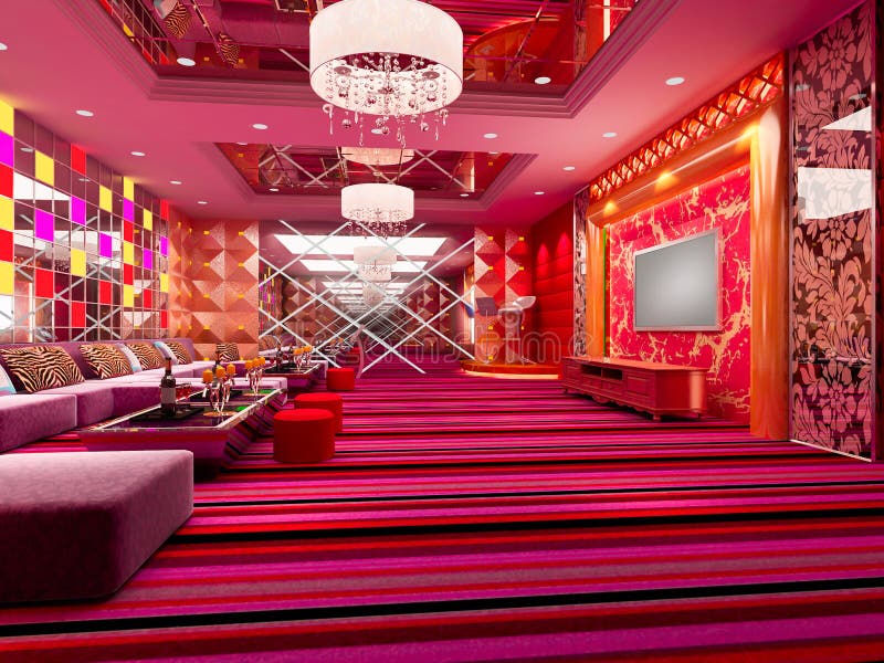 3D club room, hall stock illustration. Illustration of home - 17648874