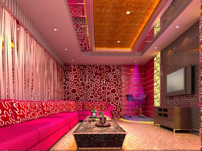 3D club room, hall stock illustration. Illustration of inside - 17648900