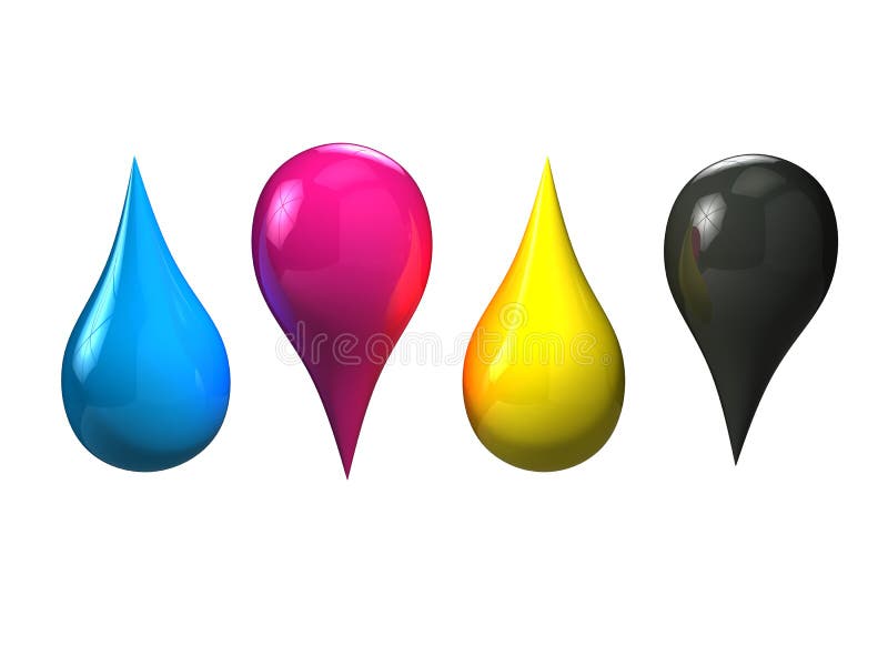 3D CMYK Ink Drops stock illustration. Illustration of creativity - 17673331