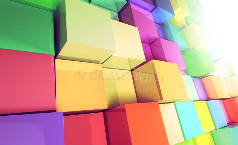 3d Colored Cubes Background Stock Illustration - Illustration of glow ...