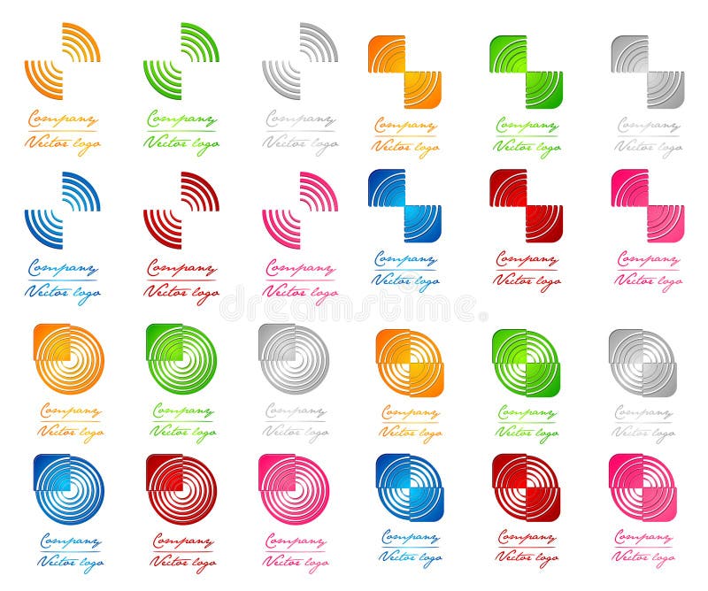 3D Colored Half Square in Circle Logo Stock Vector - Illustration of ...