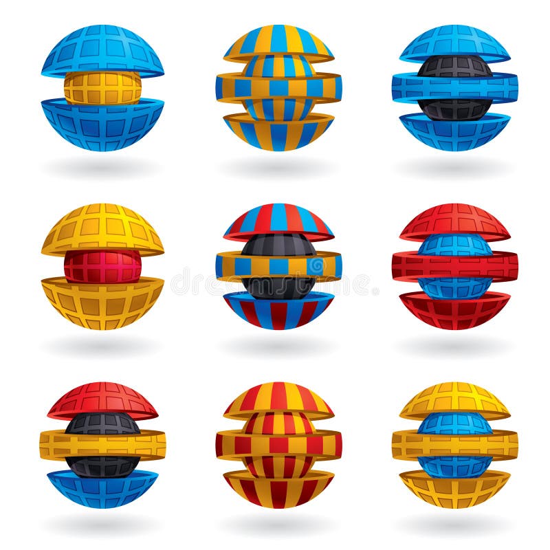 3d Colorful Sphere Icons Set. Stock Vector - Illustration of concept ...