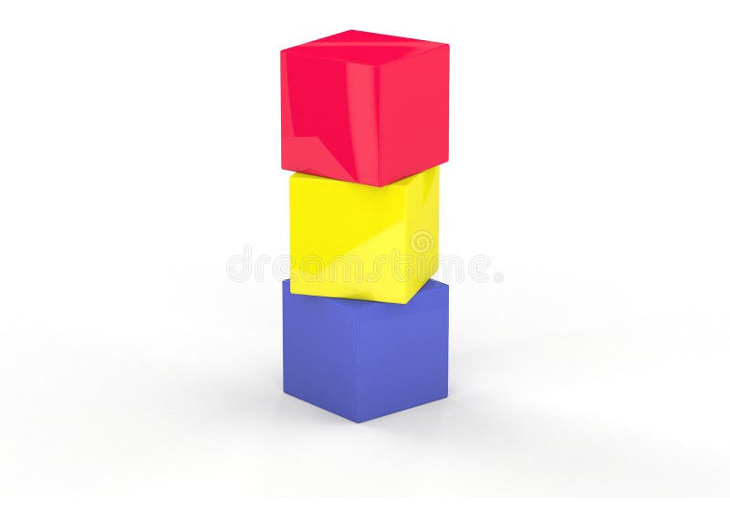 3d Colour Cubes on White Background Stock Illustration - Illustration ...