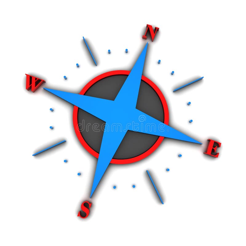 3D compass tilted stock illustration. Illustration of painting - 8977148