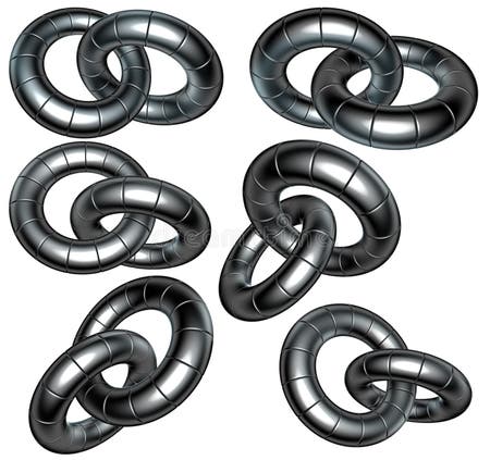 3d Composition of Metal Ring Torus Shape Stock Illustration ...