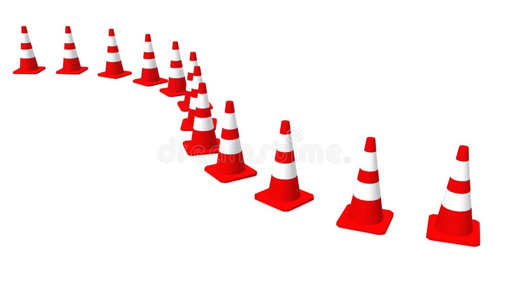 3D cones red white 01 stock illustration. Illustration of sign - 17559538