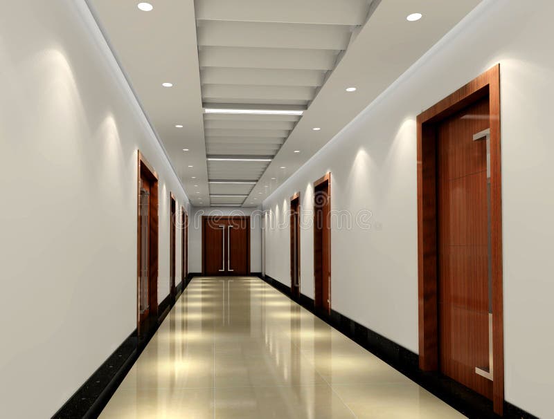 3D Computer Render Illustration of Office Corridor Stock Illustration ...