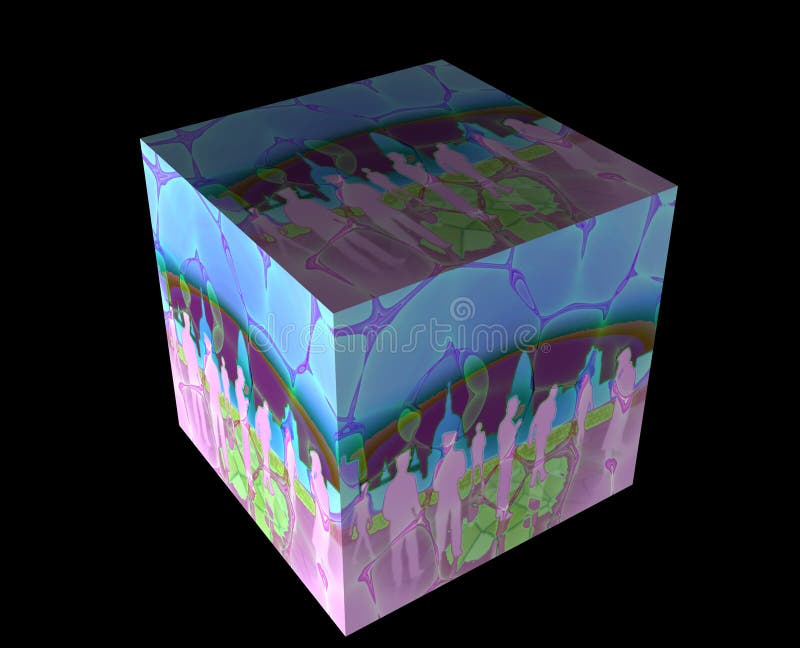3d cube with people stock illustration. Illustration of unusual - 3738914