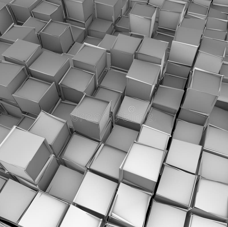 3d Cube Shape Backdrop in Silver Chrome Stock Illustration ...