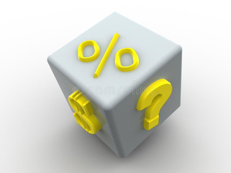 3D Cube with Text Symbols stock illustration. Illustration of questions ...