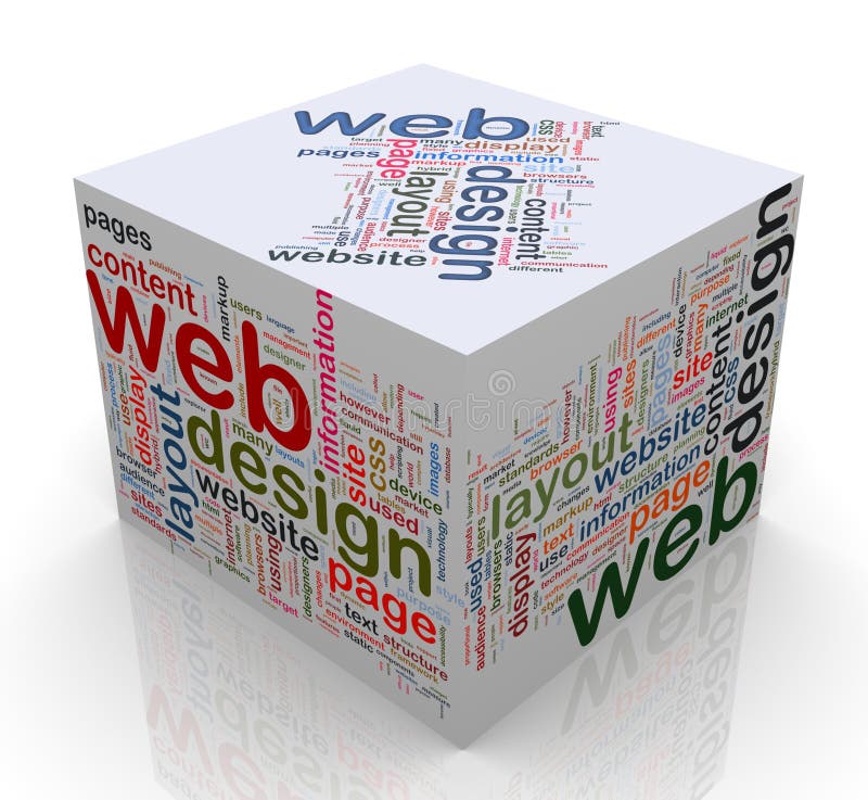 3d Cube with Web Design Tags Stock Illustration - Illustration of ...
