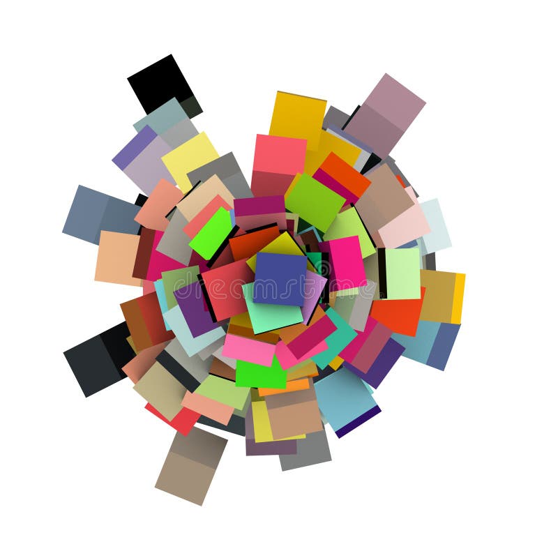 3d Cubes in Multiple Colors on White Stock Illustration - Illustration ...