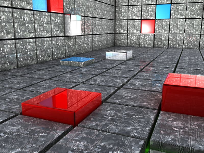 3D Cubes Showing a Room Design Background Stock Illustration ...