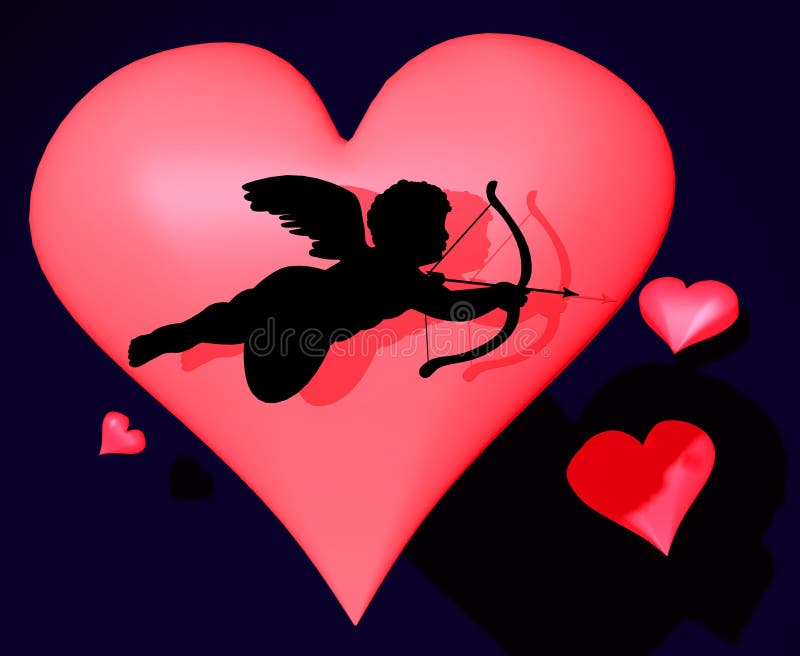 3d cupid with heart stock illustration. Illustration of arrow - 8225127
