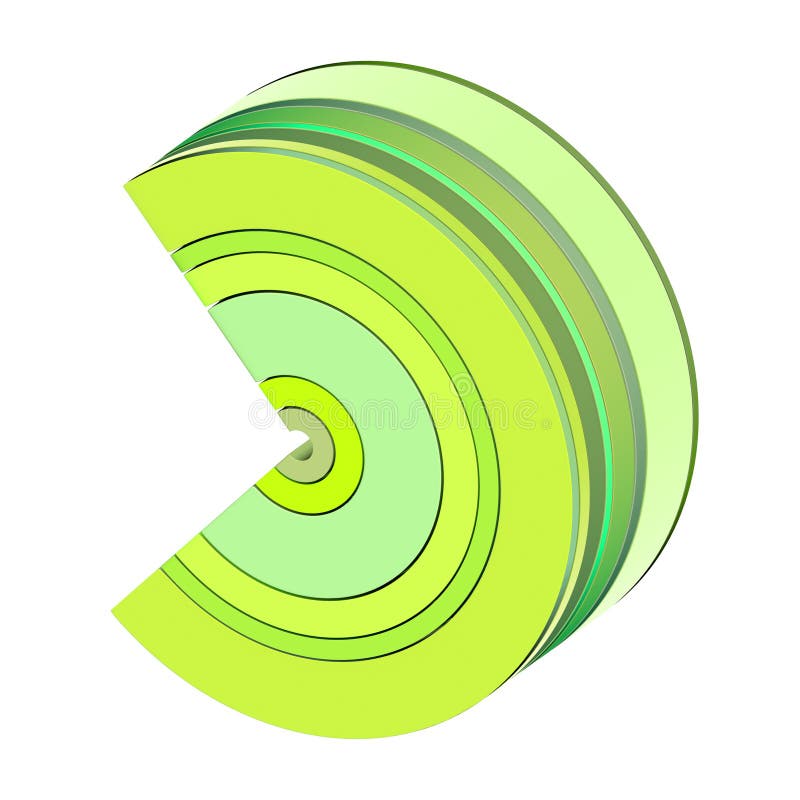 3d Curved Icon Shape in Green Yellow Stock Illustration - Illustration ...