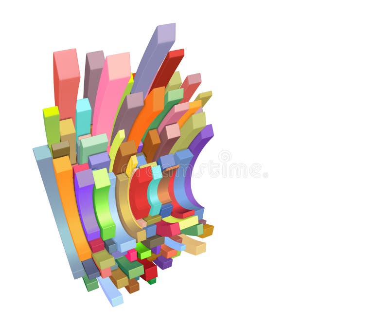 3d Curved Rectangular Shapes in Multiple Color Stock Illustration ...