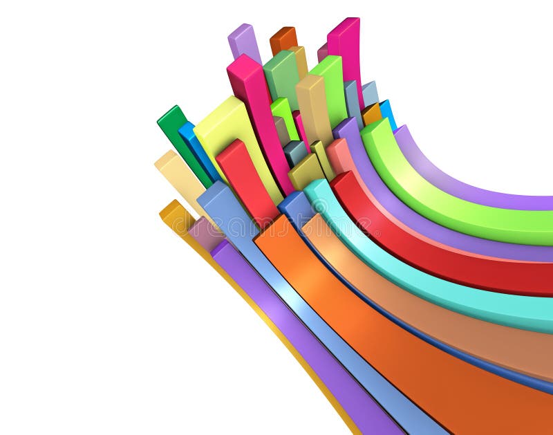 3d Curved Rectangular Shapes in Multiple Color Stock Illustration ...