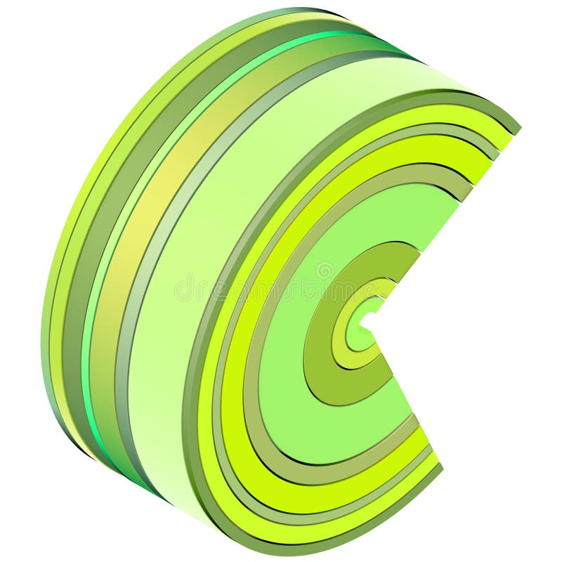 3d Curved Rectangular C Shape Icon in Purple Stock Illustration ...