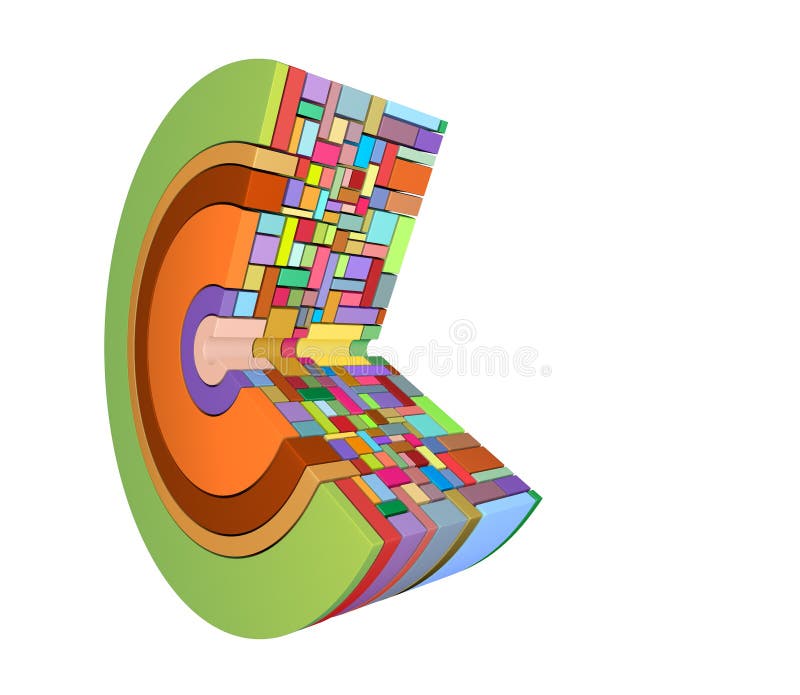 3d Curved Shape in Rainbow Color on White Stock Illustration ...