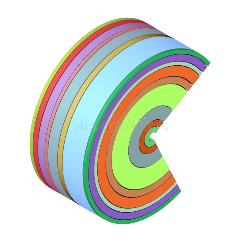 3d Curved Rectangular C Shape Icon in Purple Stock Illustration ...