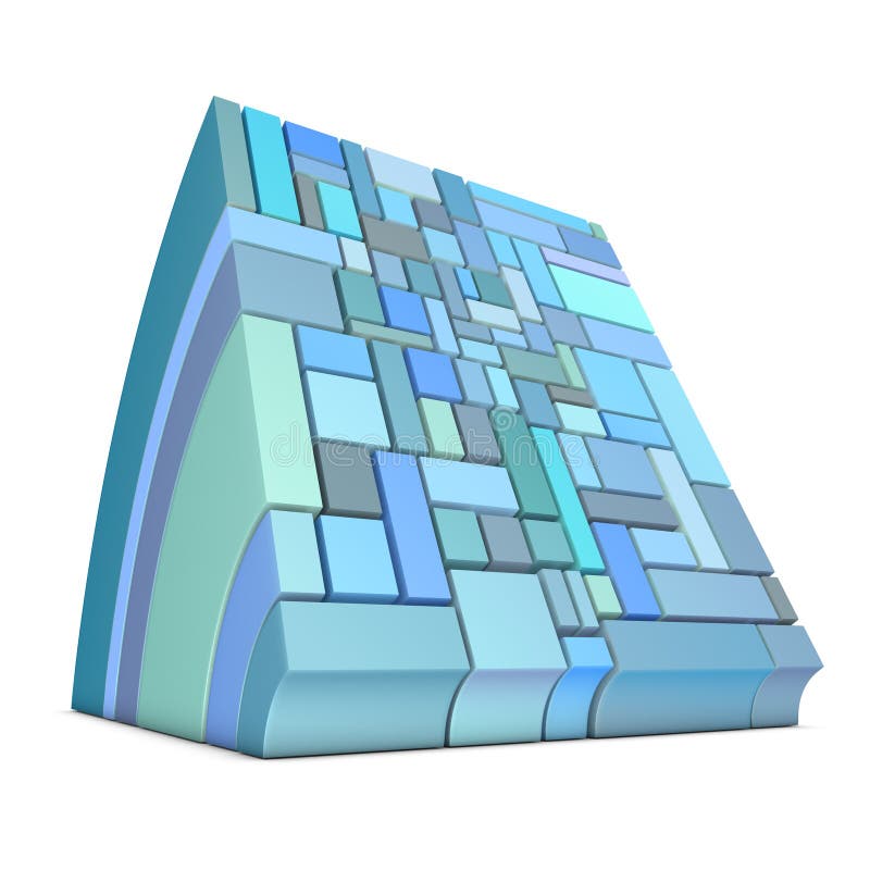 3d Curved Shapes in Blue on White Stock Illustration - Illustration of ...