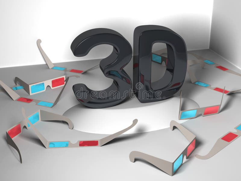 3D Design with Many Stereoscopic Glasses Stock Illustration ...