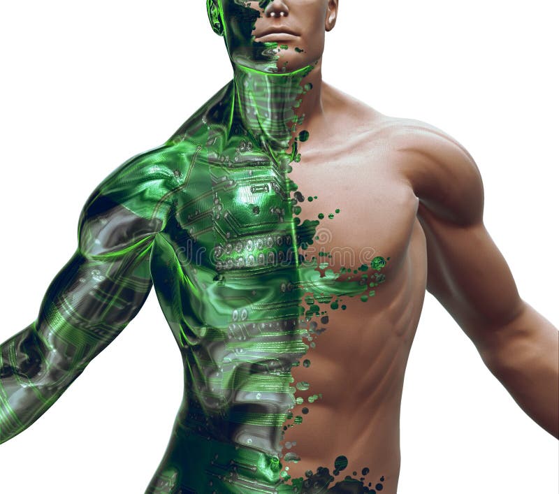 3D Digital Bionic Hybrid stock illustration. Illustration of future ...