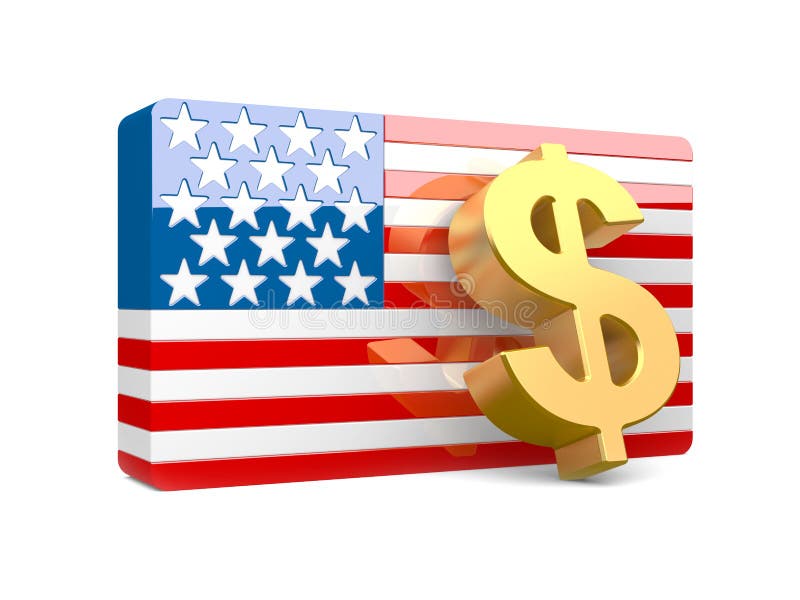 3D Dollar Sign and USA Flag Stock Illustration - Illustration of white ...
