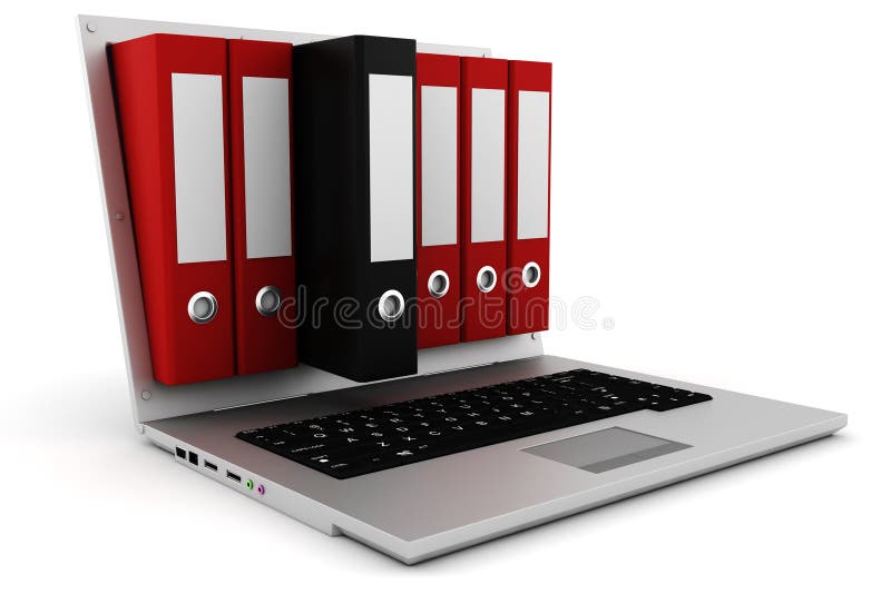 3d Dossier Popping from a Laptop Screen Stock Illustration ...