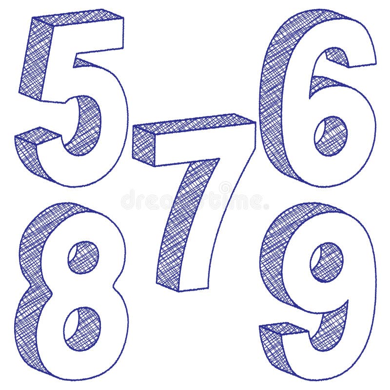 3D drawing number 5-9 stock vector. Illustration of isolated - 18010847
