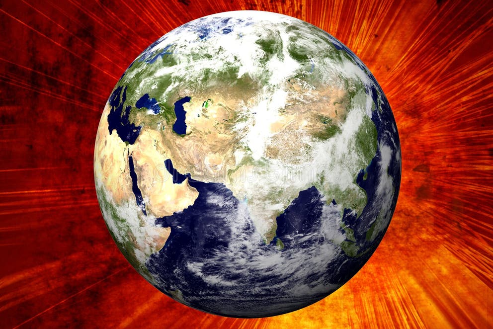 3D Earth on Fire stock illustration. Illustration of flame - 1103649
