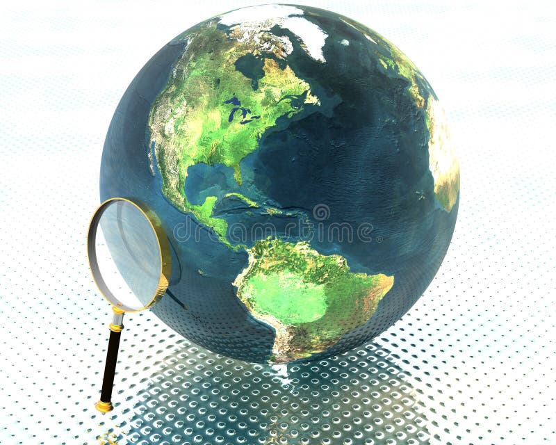 Magnifying Glass on Earth Isolated Stock Illustration - Illustration of ...