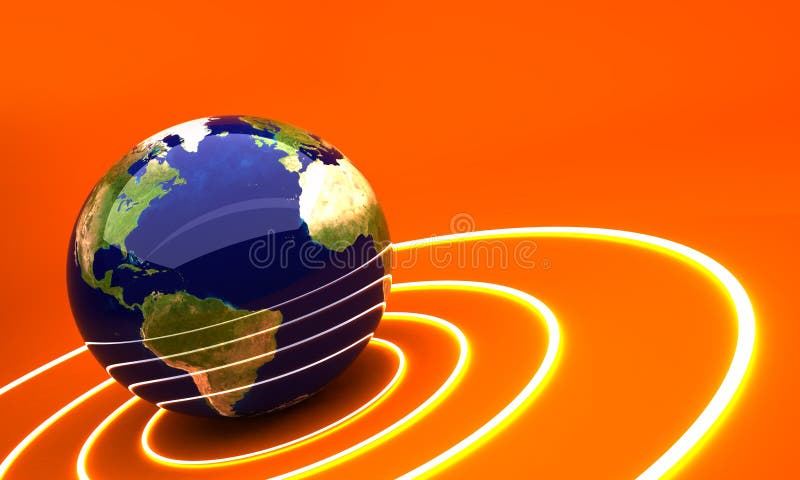 3d Earth On Orange Background Picture. Image: 8231013