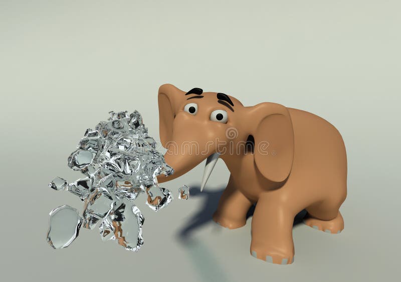 3D Elephant throws water stock illustration. Illustration of mammal ...