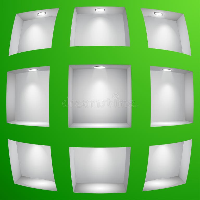 3d Empty Shelves for Exhibit in the Wal Stock Vector - Illustration of ...