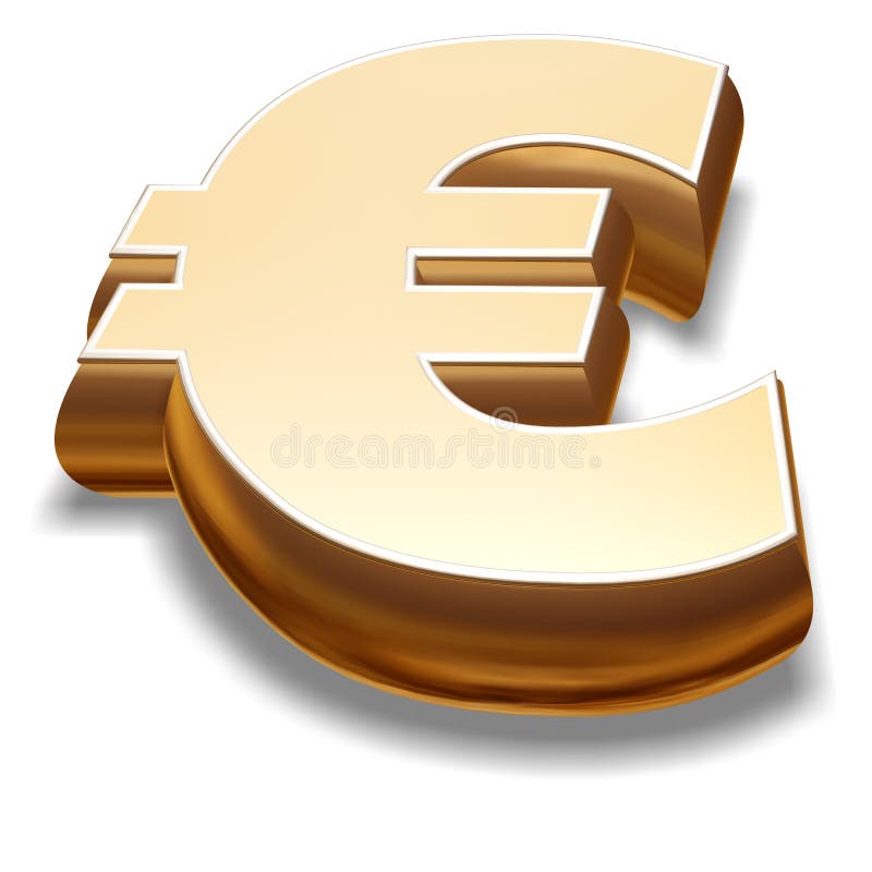 3D golden Euro symbol stock illustration. Illustration of financial ...
