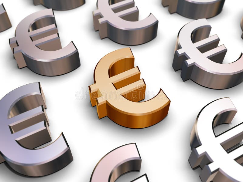 3D Euro symbolen stock illustratie. Illustration of handel - 563299