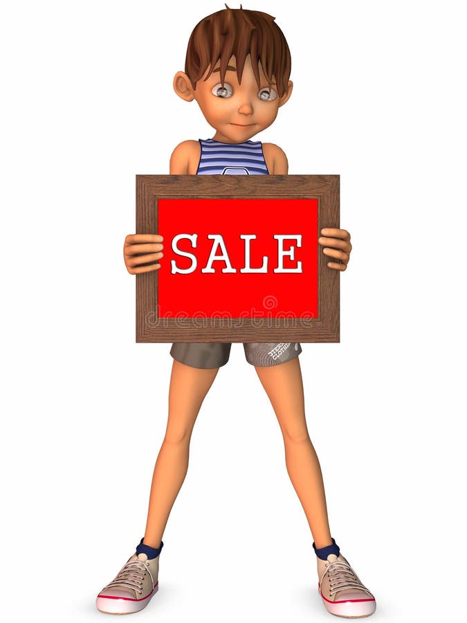 3D Figure with Sale Sign stock illustration. Illustration of coupon ...