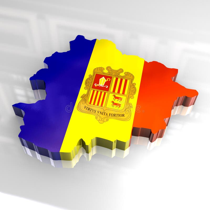 3d flag map of andorra stock illustration. Illustration of medal - 4983655