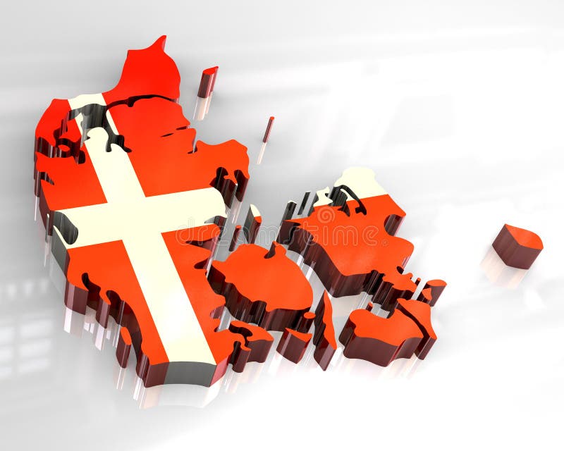 3d flag map of denmark stock illustration. Illustration of patriot ...