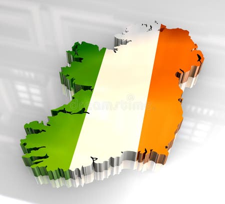 3d flag map of Ireland stock illustration. Illustration of symbolic ...
